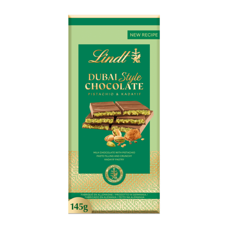 Lindt Dubai Style Milk Chocolate Tablet – Pistachio & Kadayıf | 145g ...