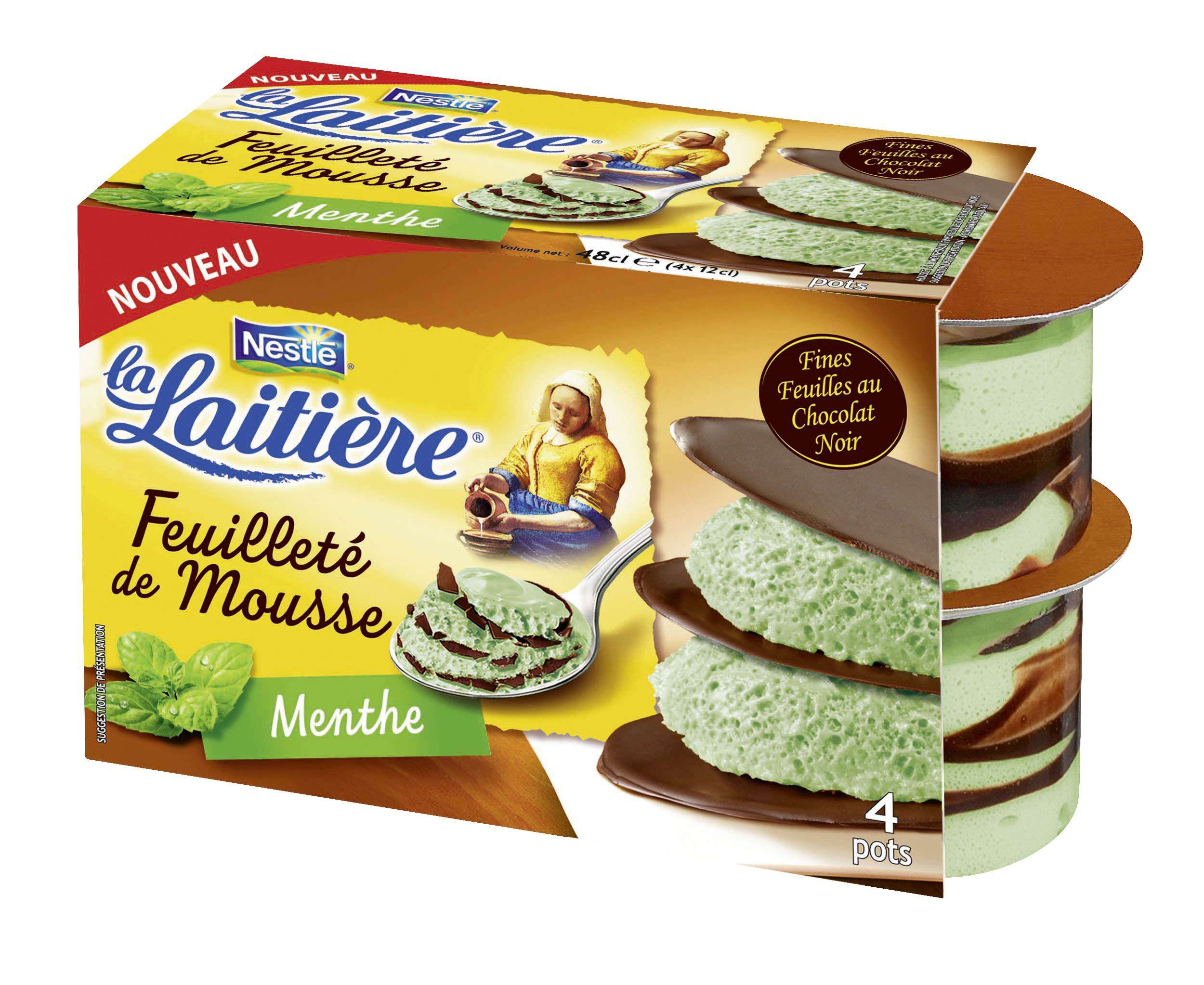 La Laitiere mint mousse feuilletee 4x12cl